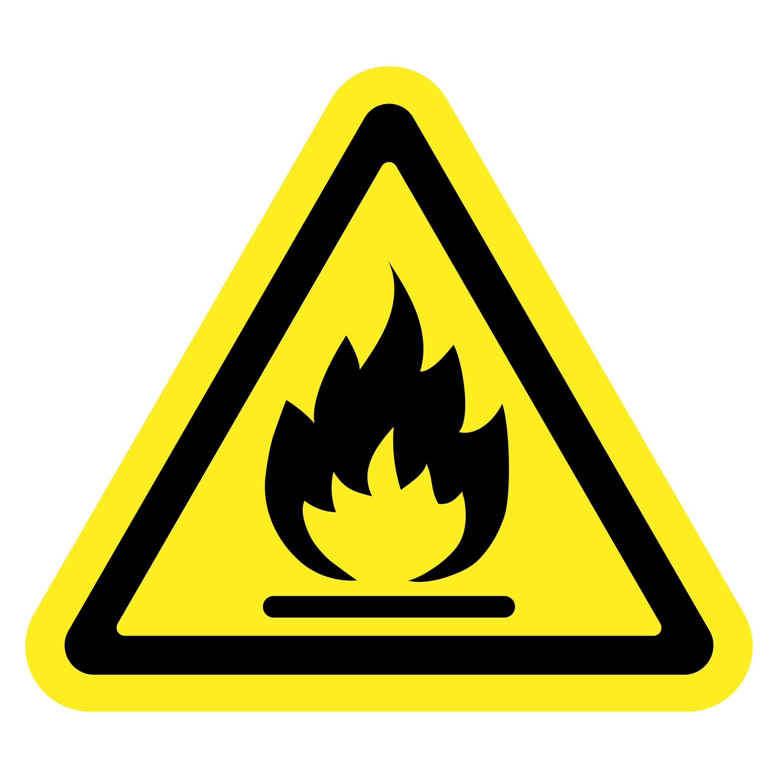 Fire,Warning,Sign,In,Yellow,Triangle.,Flammable,,Inflammable,Substances ...